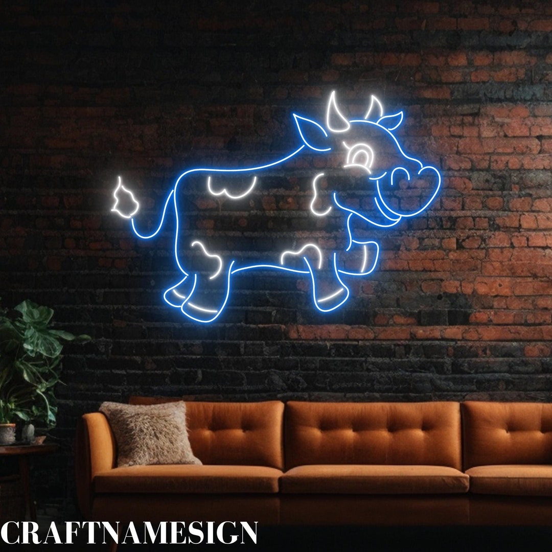 Cow Devil Neon Sign, Funny Cow Devil BBQ Cow Butcher Led Sign, Custom ...