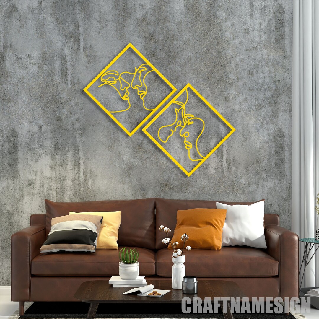 Couple Metal Wall Art, Man Woman Wall Art, 2 Panel Wall Art, Abstract ...