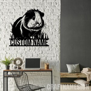 Personalized Guinea Pig Metal Wall Art LED Light, Custom Guinea Pig ...