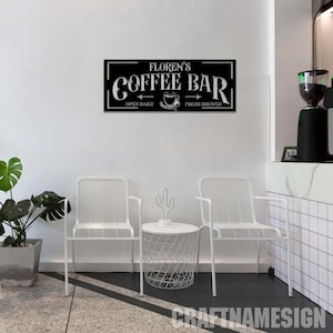 Personalized Coffee Bar Metal Name Sign, Coffee Sign, Shop Sign, Metal ...