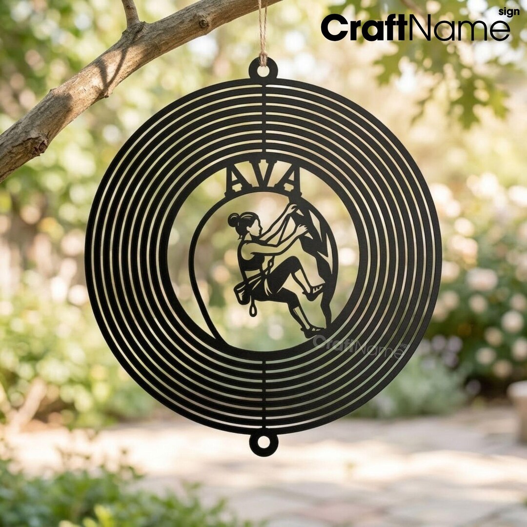 Custom Rock Climber Girl Metal Wind Spinner, Outdoor Sports Hanging ...