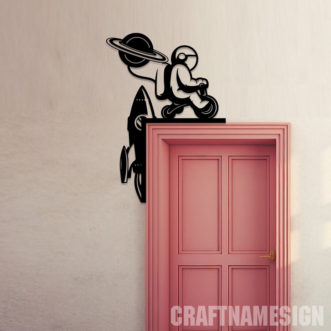 Astronaut Rocket Planet Door Corner Metal Wall Art, Astronaut Spaceman ...