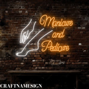 Manicure and Pedicure Neon Sign, Beauty Nail Salon Led Sign, Nails ...