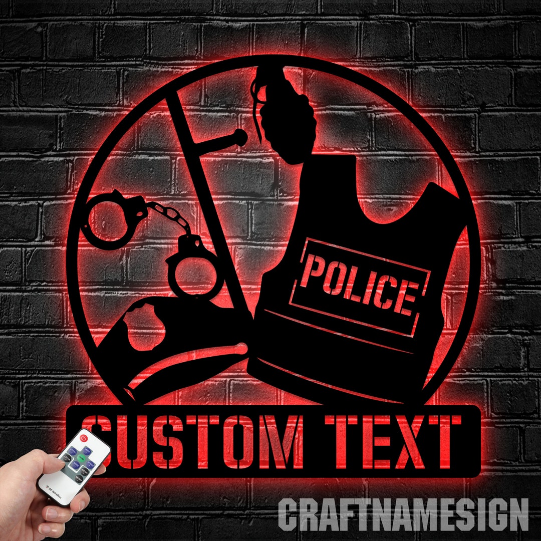 Personalized Police Force Metal Sign With LED Lights, Custom Police ...