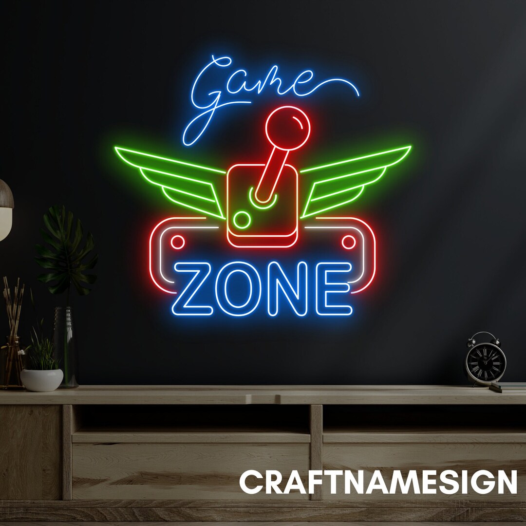 Gamer Zone Led Sign, Gamer Zone Neon Sign, Custom Neon Sign, Game Bar ...