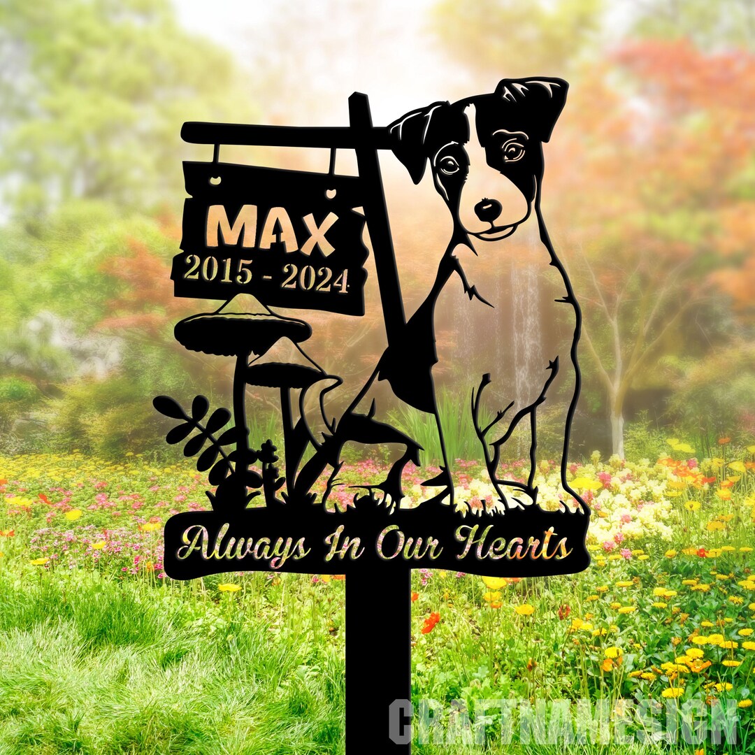 Custom Jack Russell Terrier Dog Memorial Metal Stake, Memorial Garden ...