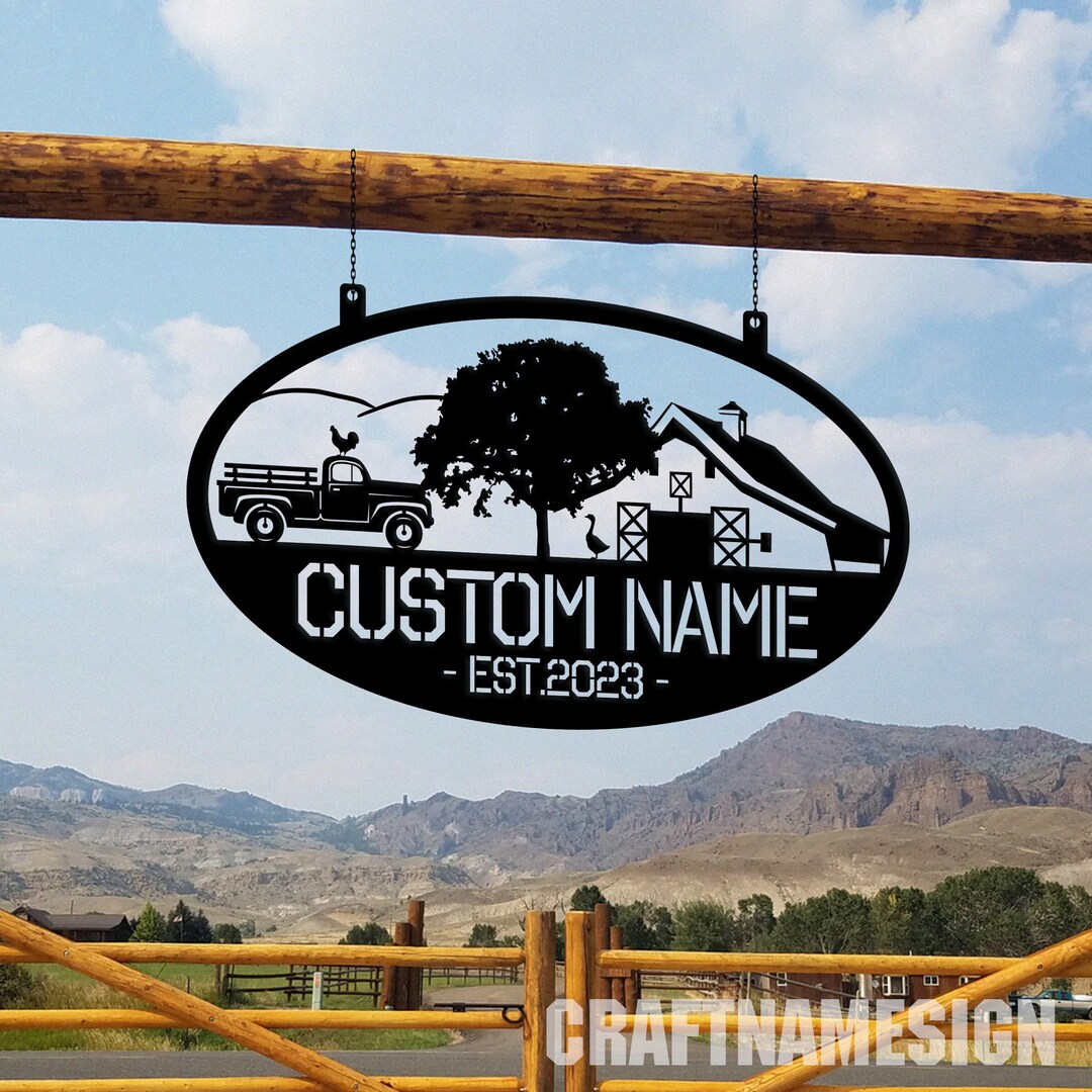 Custom Metal Farm Sign, Metal Name Sign Outdoor, Welcome Farm Animals ...