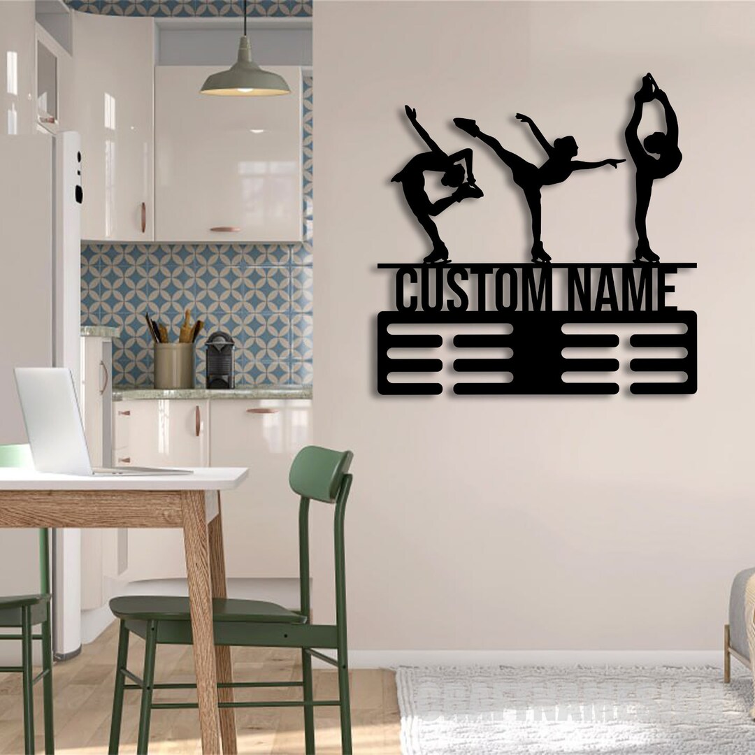 Custom Metal Figure Skater Medal Hanger Wall Art Light, Figure Skating ...