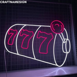 777 Slot Machine Neon Sign, Slot Machine Led Sign, Custom Neon Sign ...