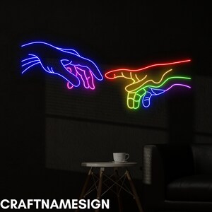 Hand Touch Rainbow Neon Sign, Hand Rainbow Led Sign, Custom Neon Sign ...