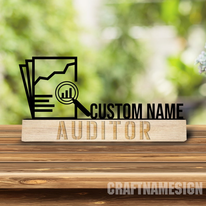 Custom Wooden Auditor Desk Name Plate, Auditor Metal Nameplate for Desk ...
