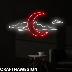 Crescent Moon Neon Sign, Crescent Moon Led Sign, Custom Neon Sign, Bar ...
