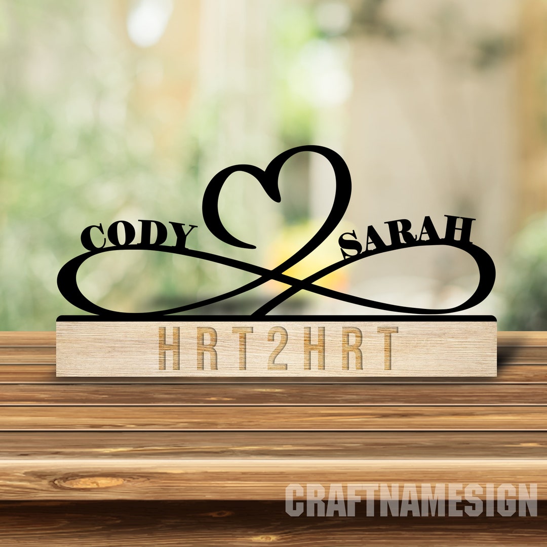Custom Heart to Heart Desk Name Plate, Valentine Metal Nameplate for ...