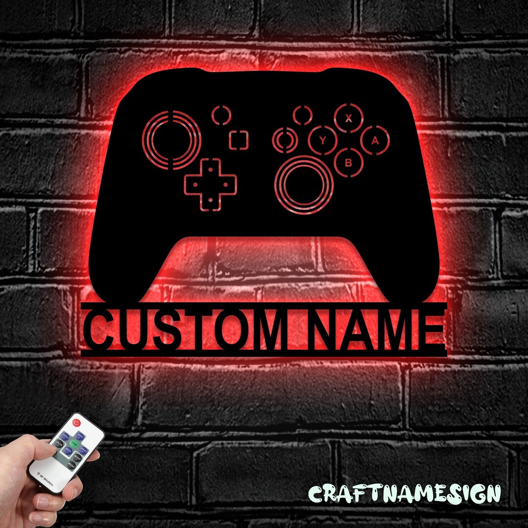 Custom Video Game Room Metal Wall Art LED Light - Personalized Gamer ...