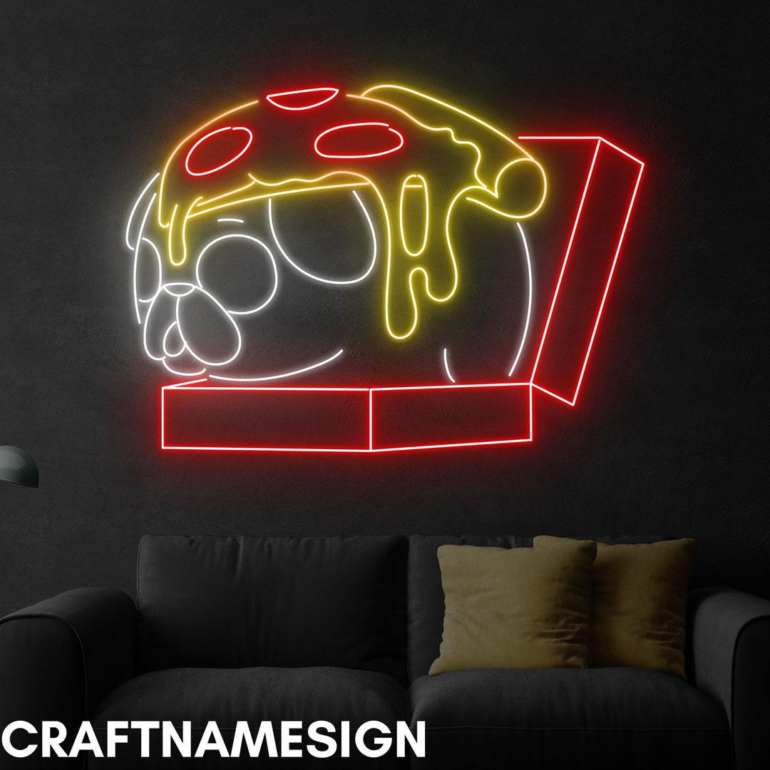 Pug Dog Pizza Neon Sign, Pizza Led Sign, Custom Neon Sign, Italian ...