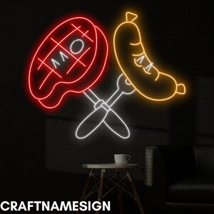 BBQ Beef Sausage Neon Sign, Beef Sausage Led Sign, Custom Neon Sign ...