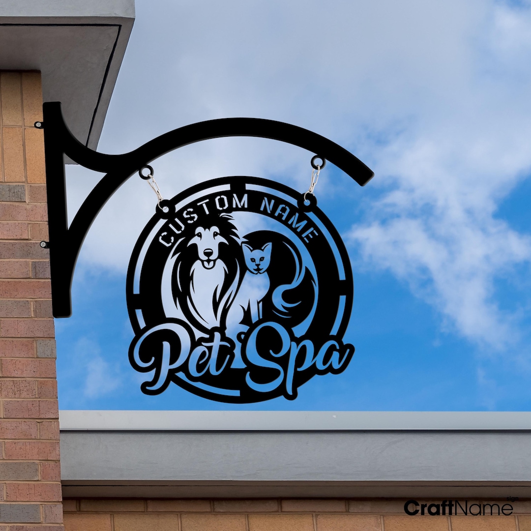 Custom Pet Spa Sign, Steel Wall Hanging, Grooming Salon Storefront ...