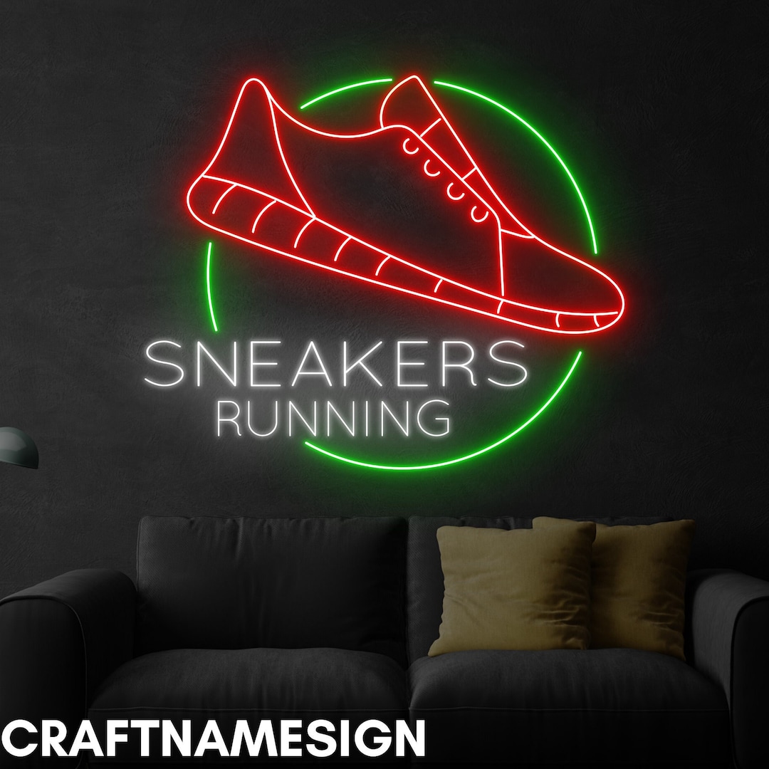 Sneakers Running Led Sign, Running Sneakers Shop Neon Sign, Shoes Shop ...