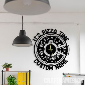 Custom It's Pizza Time Vinyl Metal Wall Clock, Wall Clock Unique for ...