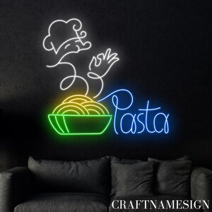 Pasta Spaghetti Neon Sign, Italian Pasta Led Sign, Custom Neon Sign ...