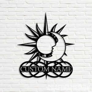 Personalized Vintage Metal SUN and MOON Sign, Custom Metal Sun Moon ...