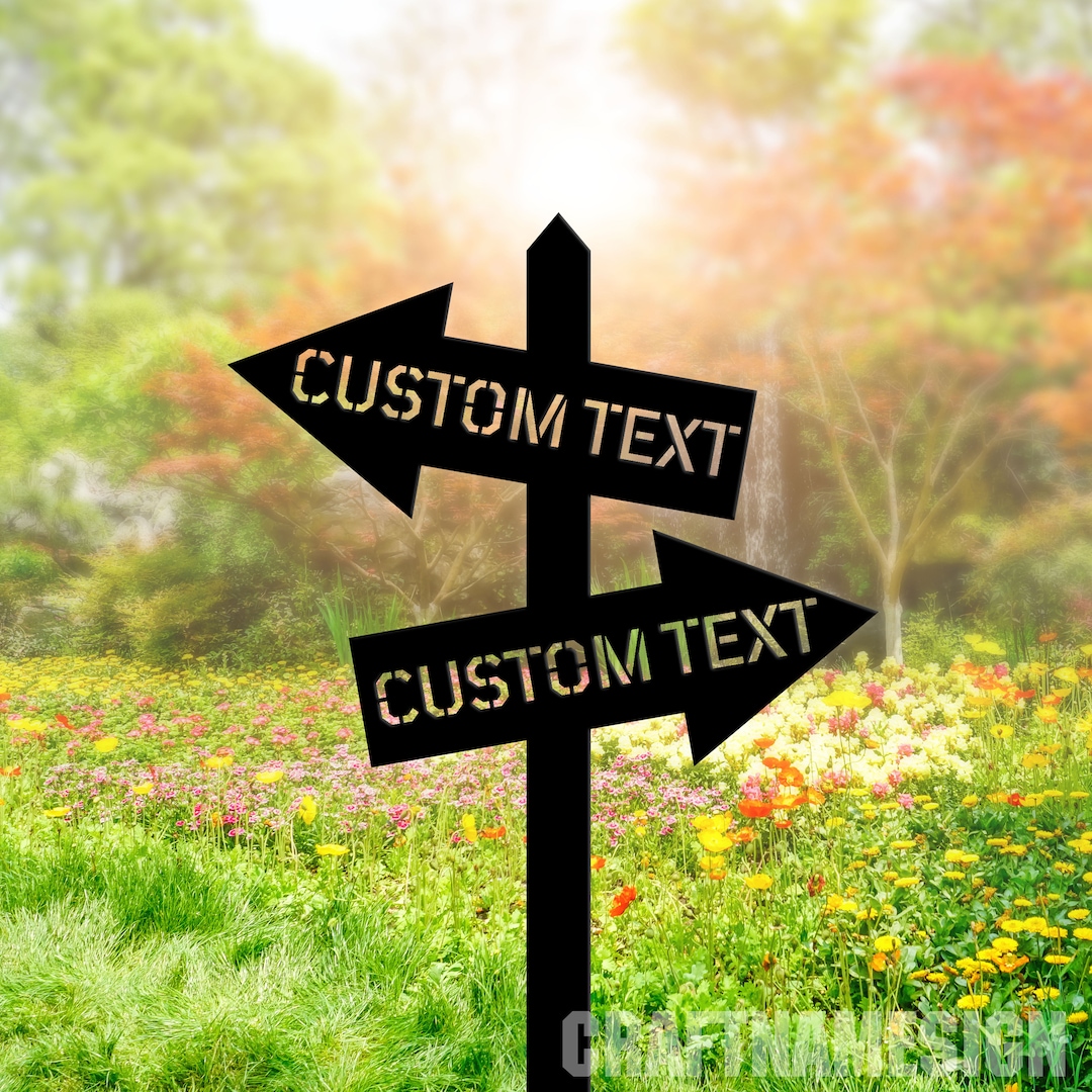 Custom Metal Destination Arrow Signs, Direction Arrow Garden Stake ...