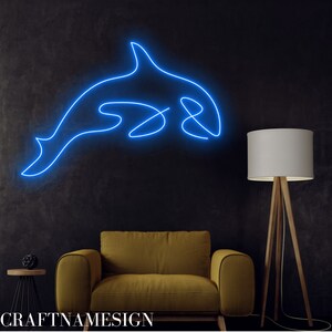Orca Neon Sign, Whale Line Led Sign, Custom Neon Sign, Whale Lover Gift ...