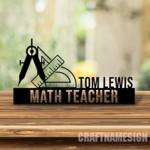Custom Wooden Math Teacher Desk Name Plate, Mathematician Metal ...