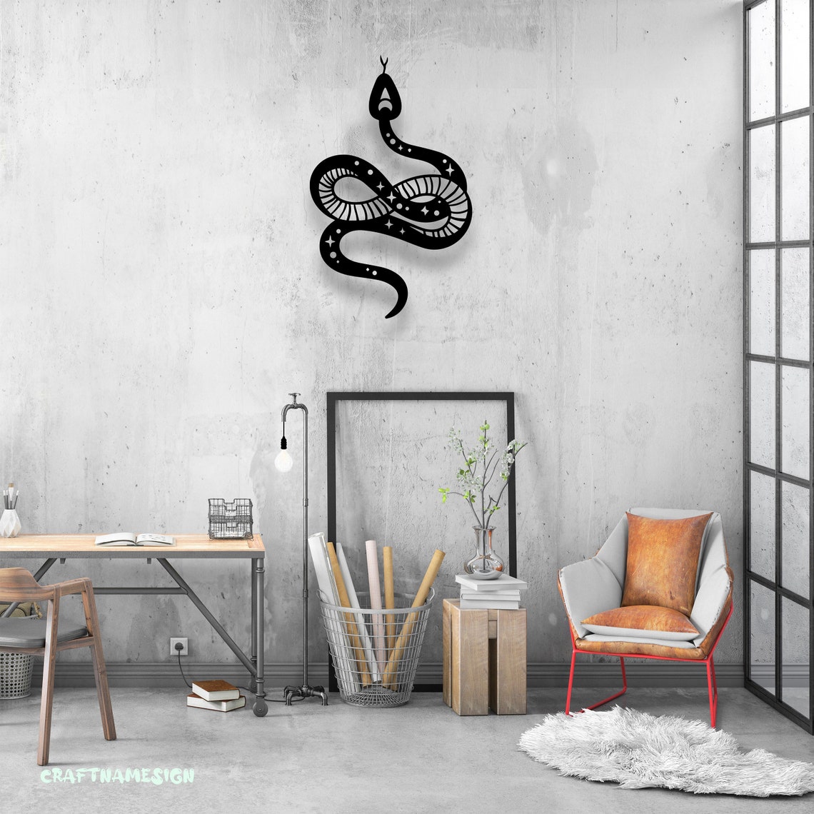 Snake Moon Phase Metal Wall Art With LED Light Celestial - Etsy