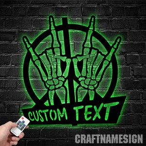 Custom Rock Sign Skeleton Hand Metal Wall Art, Skeleton Hand Wall Decor ...