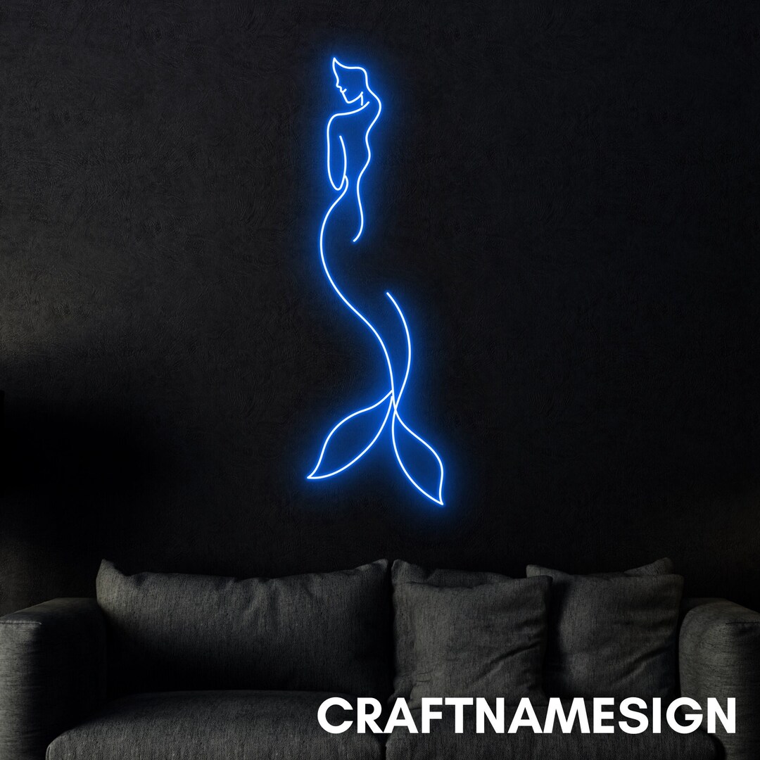 Mermaid Line Neon Sign, Mermaid Line Led Sign, Custom Neon Sign, Beach ...