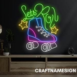 Let's Roll Led Sign, Roller Skate Club Neon Sign, Custom Neon Sign ...