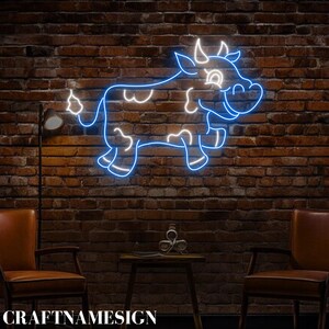Cow Devil Neon Sign, Funny Cow Devil BBQ Cow Butcher Led Sign, Custom ...