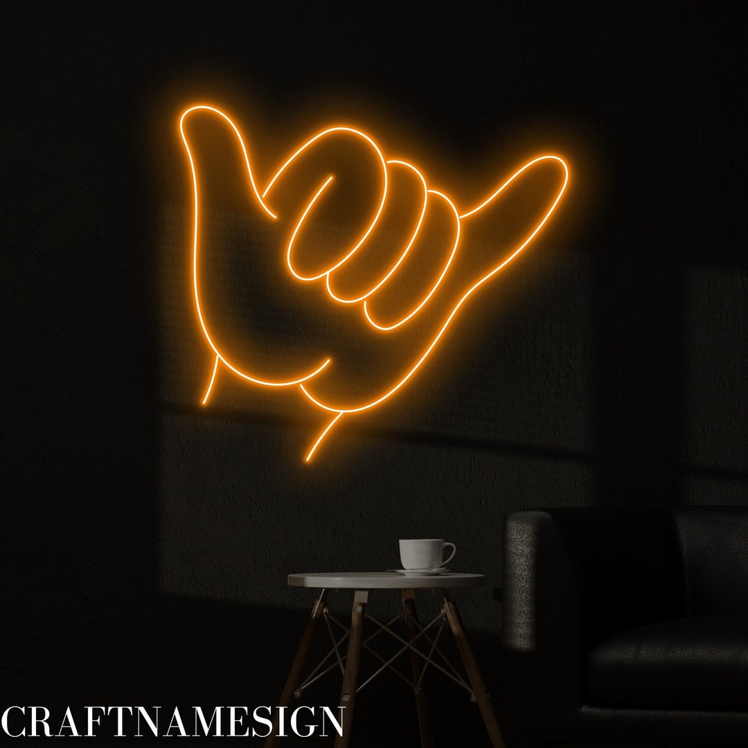 Hawaii Surf Hand Neon Sign, Hand Sign Call Me Led Sign, Custom Neon ...