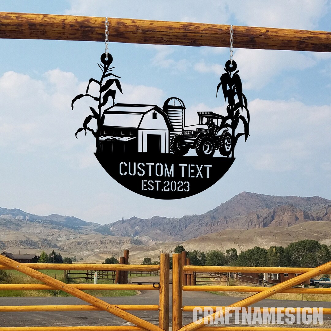 Custom Metal Farm Sign, Metal Name Sign Outdoor, Farmhouse Hanging ...