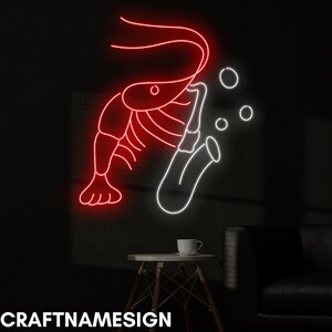 Shrimp Blows Trumpet Neon Sign, Shrimp Led Sign, Custom Neon Sign ...