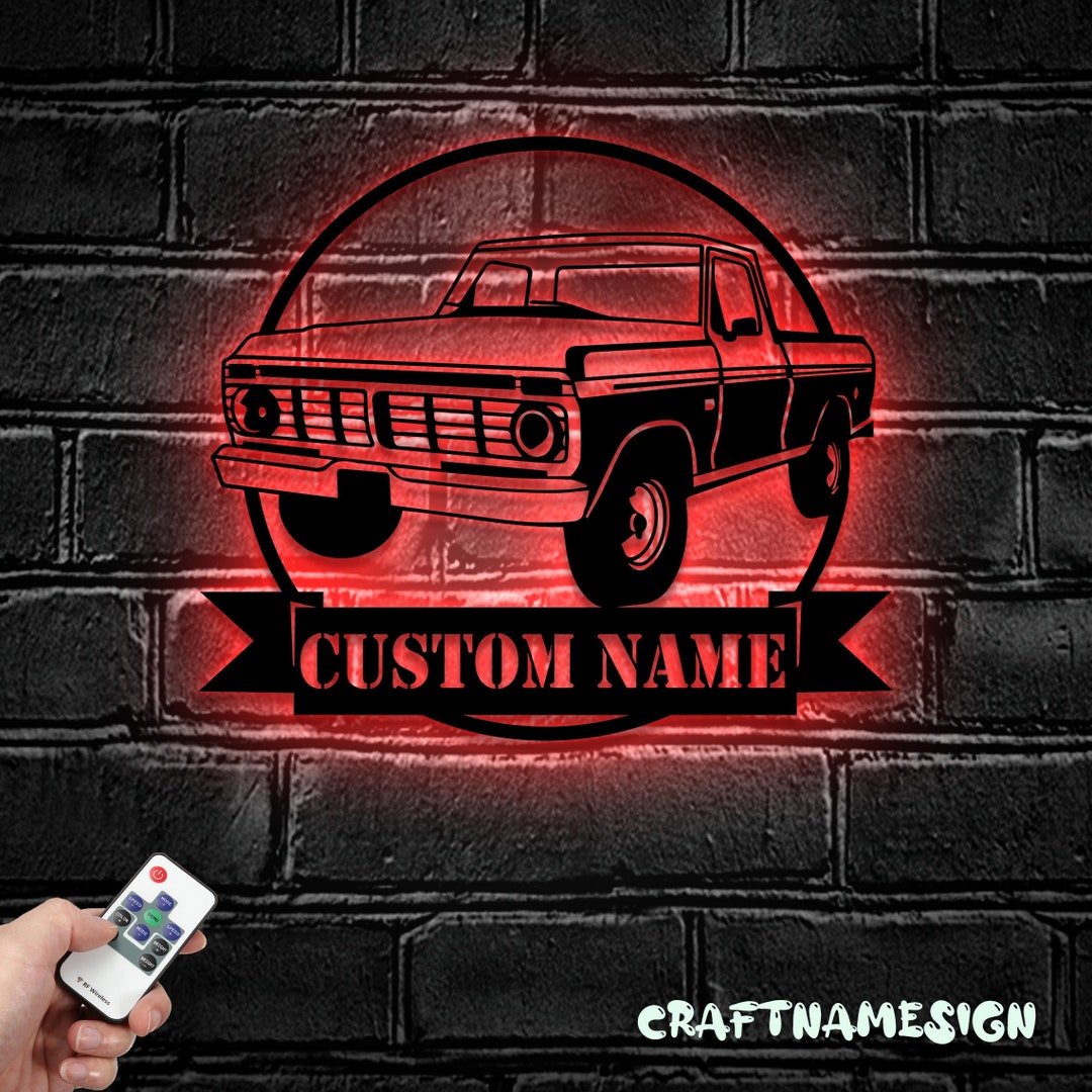 Personalized Muscle Car Silhouette Custom Wall Art Led Lights, Vintage ...