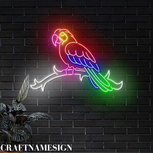 Parrot on Branch Neon Sign, Parrot Bird Led Sign, Custom Neon Sign ...