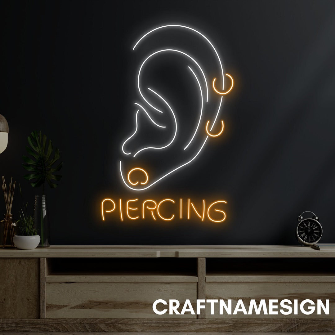 Ear Piercing Neon Sign, Ear Piercing Led Sign, Tattoo Accessaries Shop ...