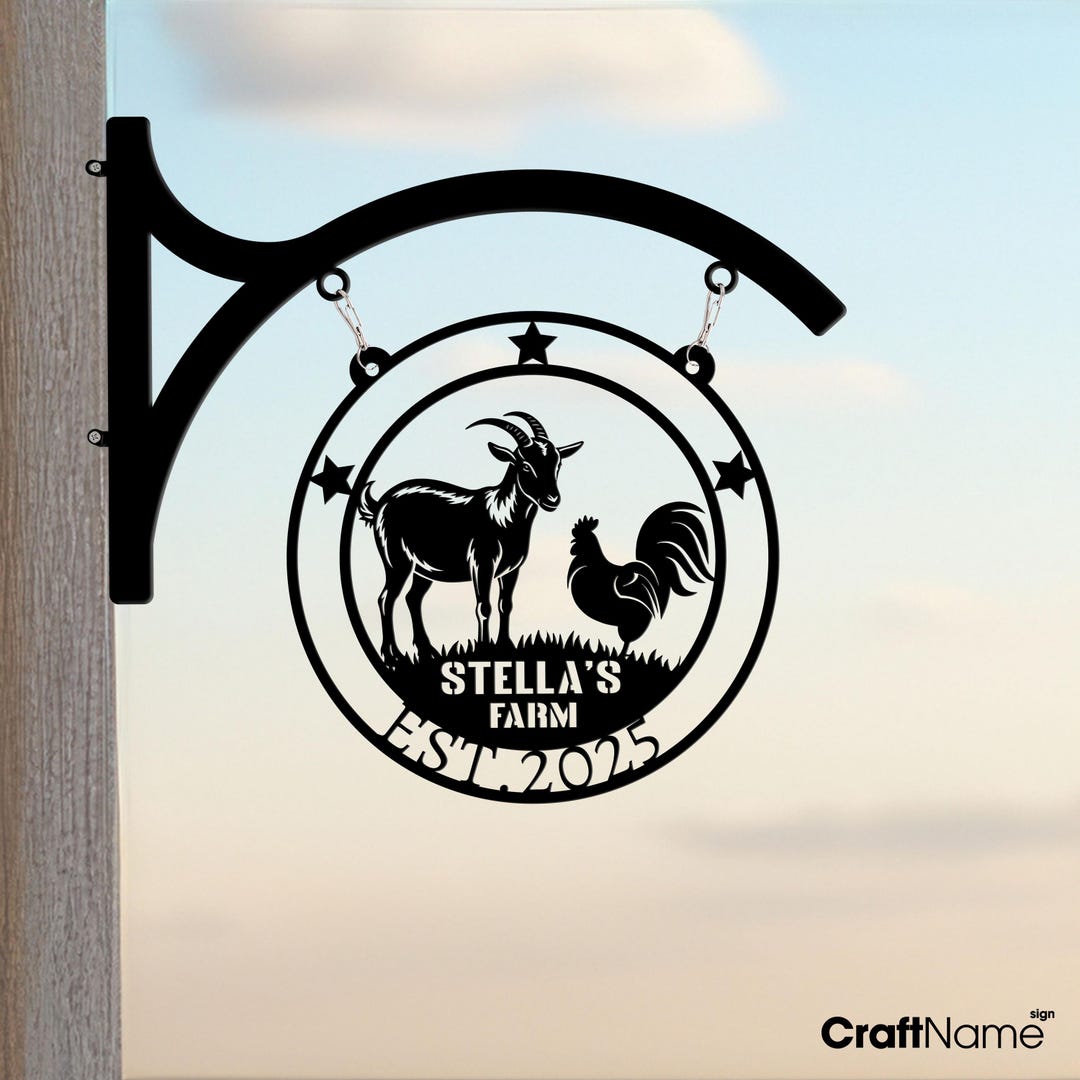 Custom Metal Steel Hanging Chicken and Goat Farm Sign, Farm Metal ...