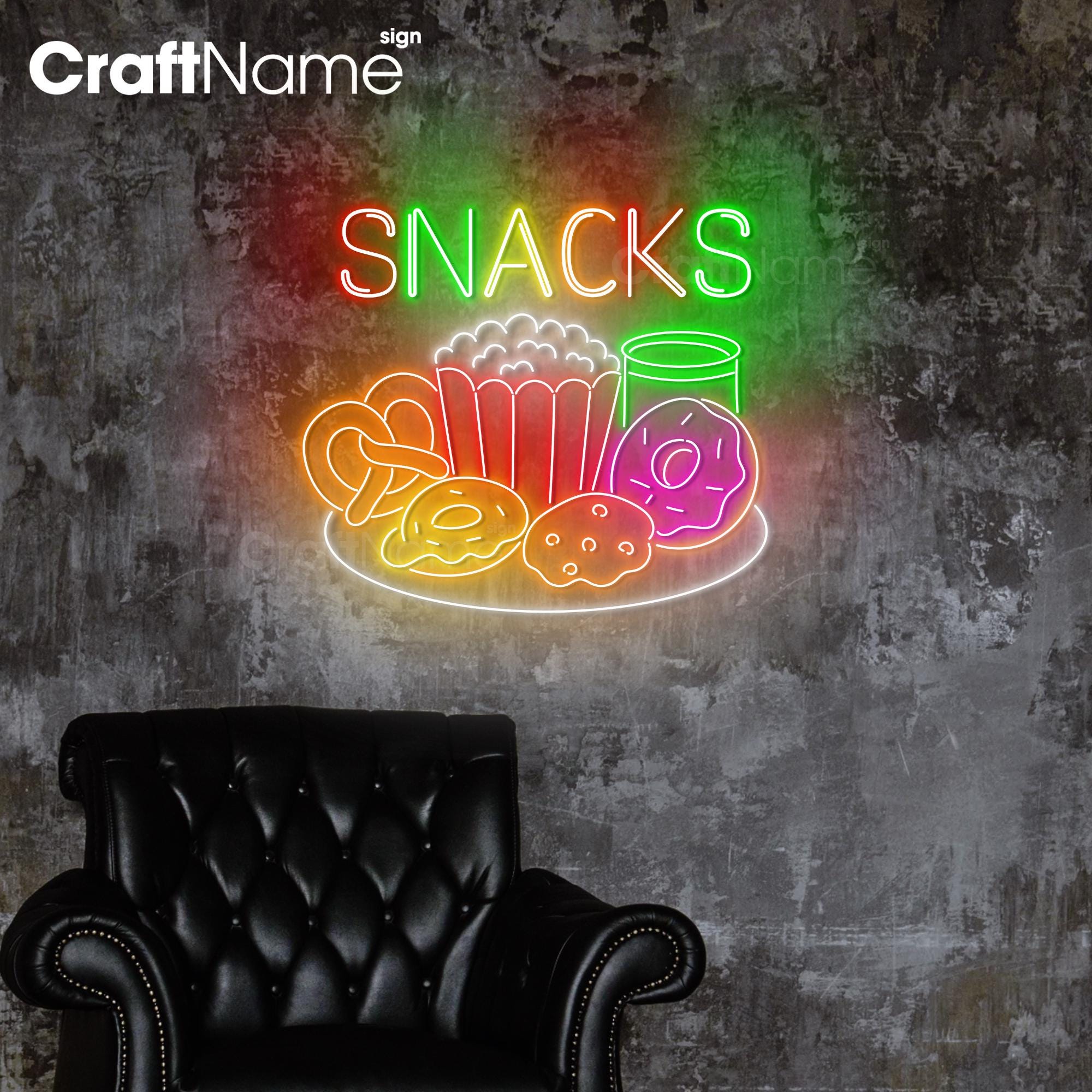 Snacks Led Wall Decor, Snack Bar Neon Wall Art, Neon Led Sign for Snack ...