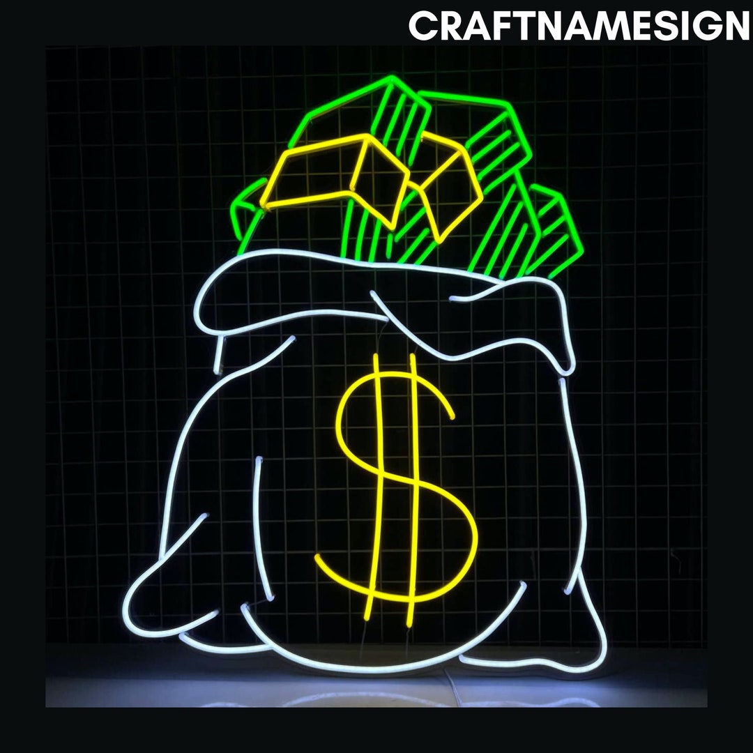 Money Bag Neon Sign, Money Bag Led Sign, Custom Neon Sign, Money ...