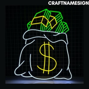 Money Bag Neon Sign, Money Bag Led Sign, Custom Neon Sign, Money ...