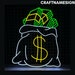 Money Bag Neon Sign, Money Bag Led Sign, Custom Neon Sign, Money ...