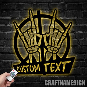 Custom Rock Sign Skeleton Hand Metal Wall Art, Skeleton Hand Wall Decor ...
