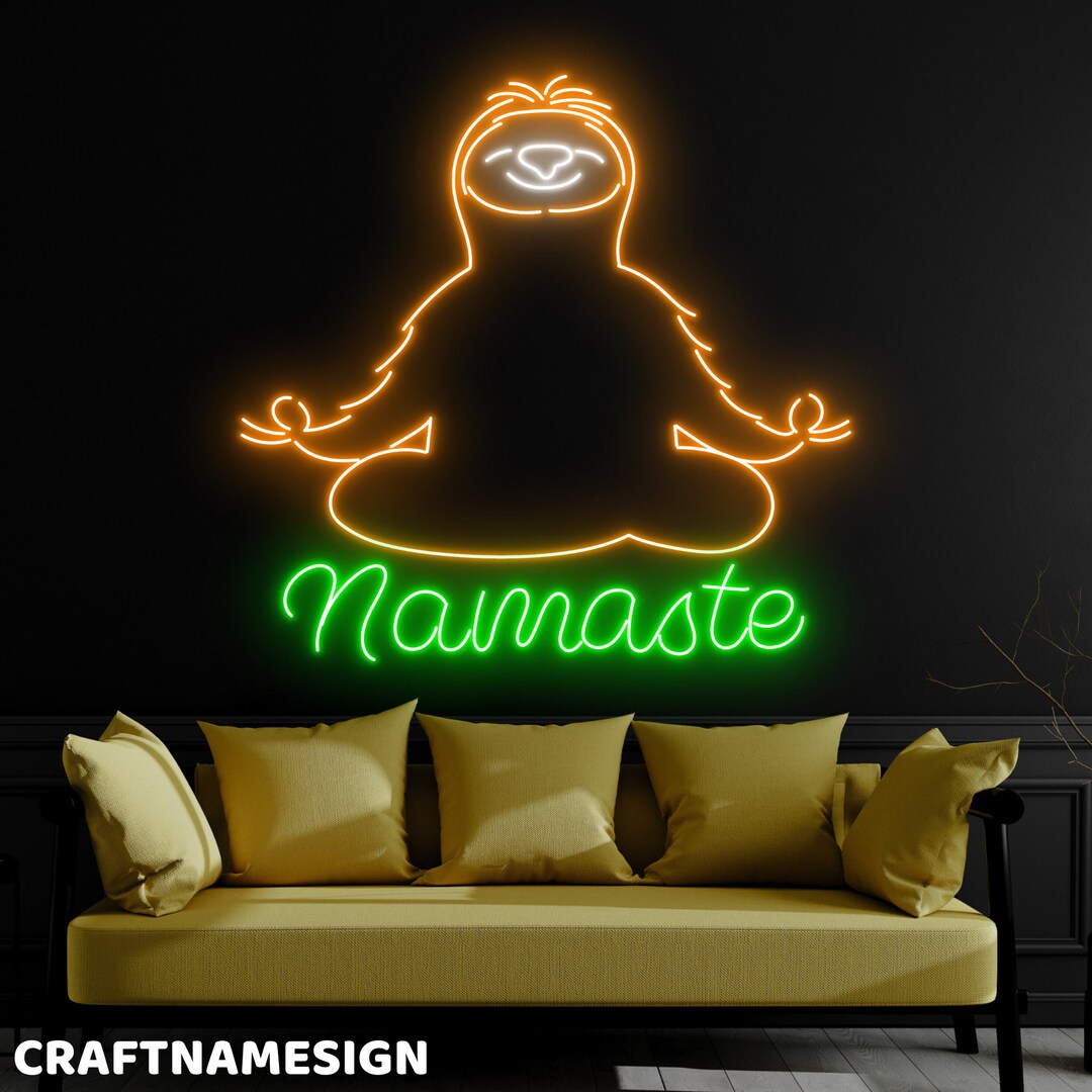 Sloth Namaste Neon Sign, Sloth Yoga Led Sign, Custom Neon Sign, Gift ...