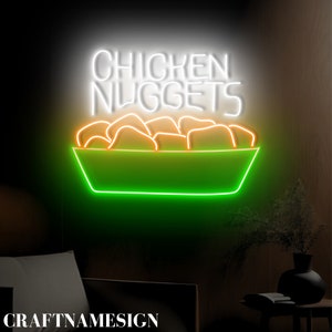 Chicken Nuggets Neon Sign, Chicken Fried Nuggets Led Sign, Custom Neon ...