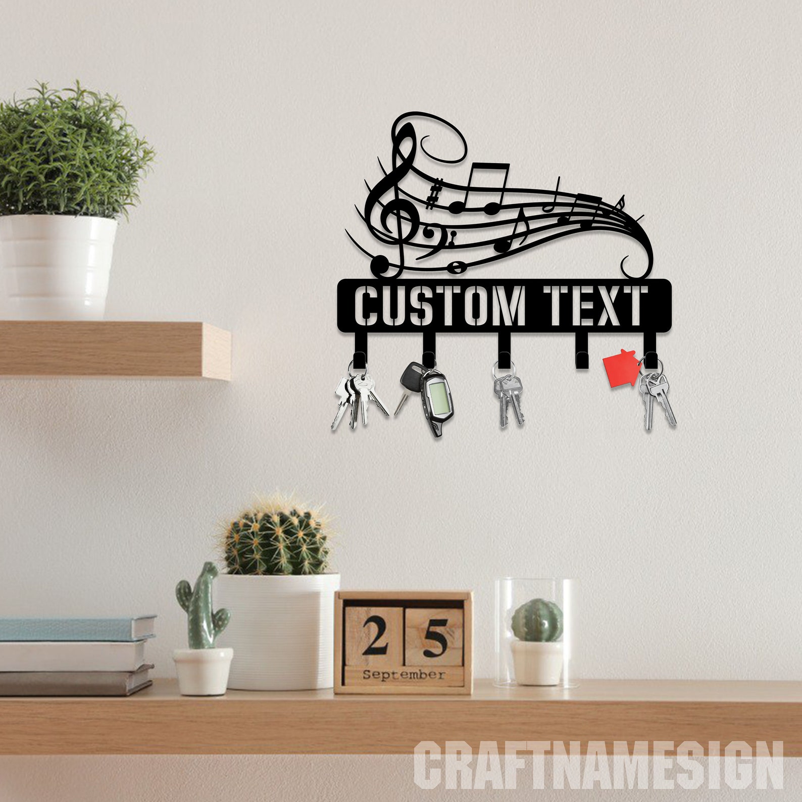 Custom Music Metal Key Holder, Musical Notes Decorative Key Holder ...