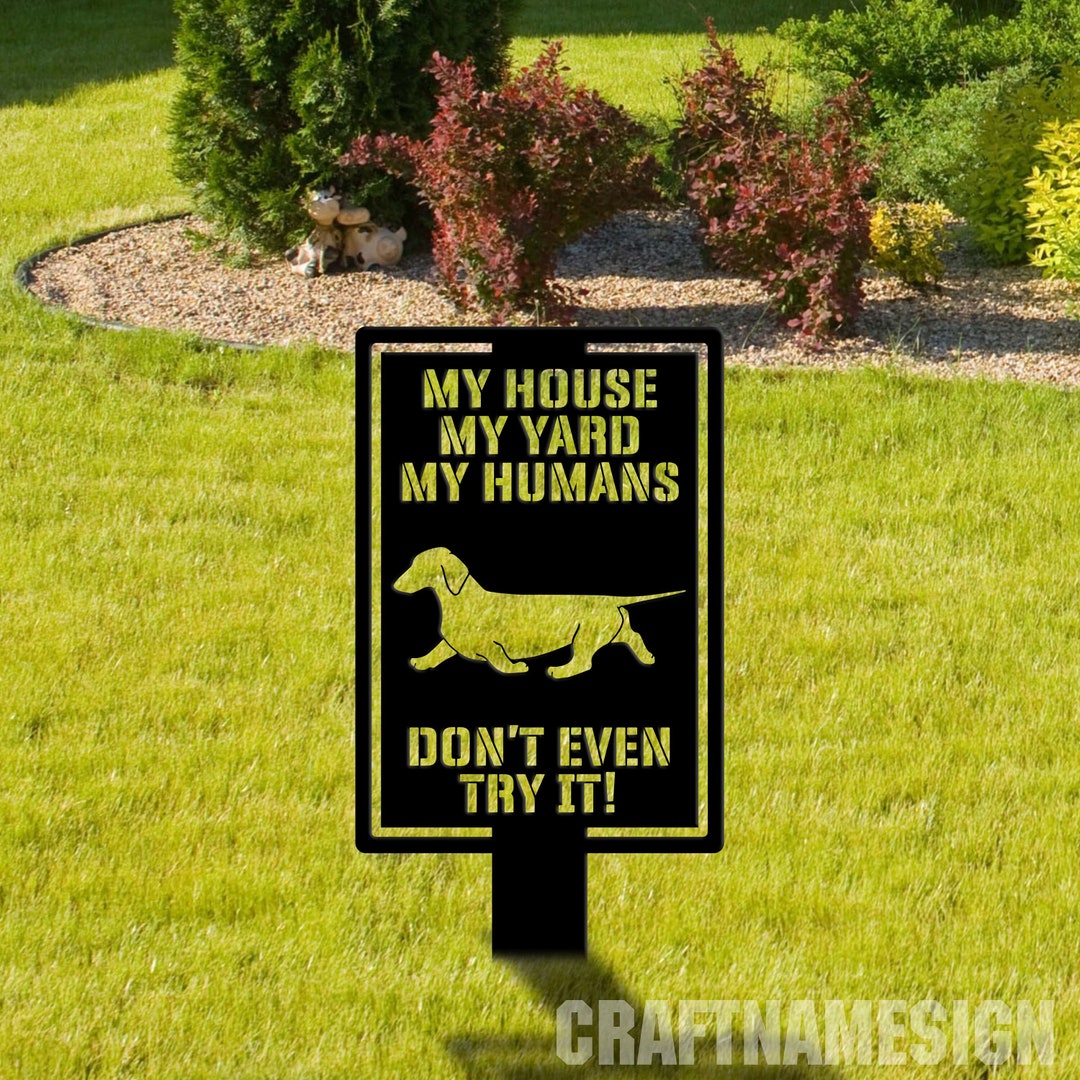Beware of Dog Dachshund Dog Warning Garden Stake, Dog Guardian Metal ...