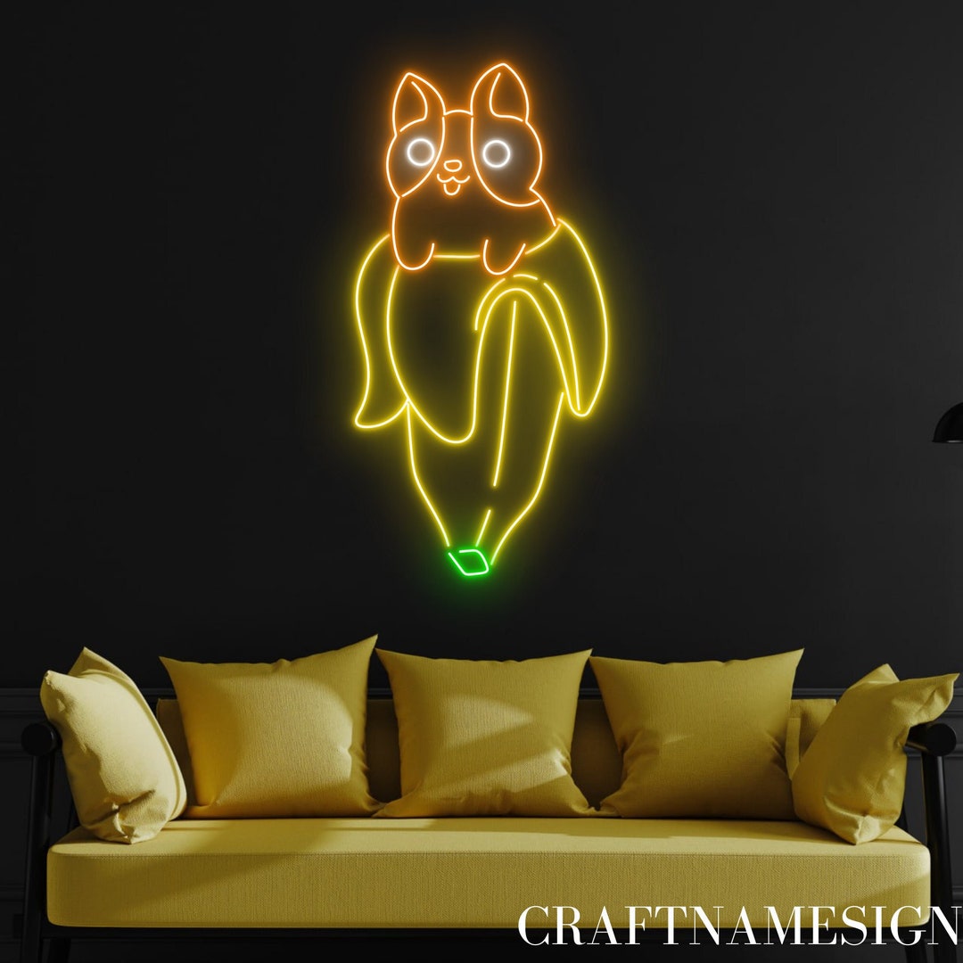 Banana Corgi Led Sign, Banana Corgi Dog Neon Sign, Custom Neon Sign ...
